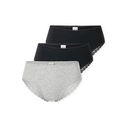 Schiesser Damen Slip "Slip 3er Pack", Gr. XL, schwarz, Obermaterial: 95% Baumwolle CO. 5% Elasthan EL., Unterhosen