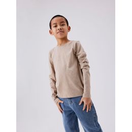name it Jungen Langarmshirt "NKMVOBBO LS NREG TOP NOOS", beige, Gr. 116, unifarben, Jersey, Obermaterial: 100% Baumwolle, Shirts