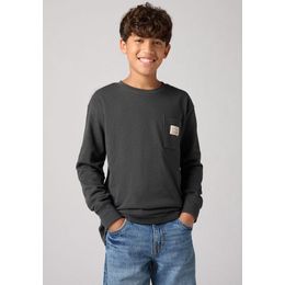 LEVI'S KIDS Jungen Langarmshirt "LVB LONG SLEEVE POCKET TEE", schwarz, Gr. 5, unifarben, Single Jersey, Obermaterial: 60% Baumwolle, 40% Polyester,