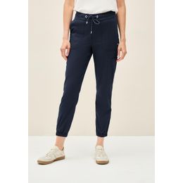 Cecil Damen Jogger Pants, blau, Gr. XL, gestreift, Web, 71% Baumwolle, 25% Polyamid, 4% Elasthan, Hosen, Middle Waist