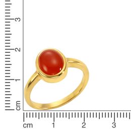 JAMELLI Damen Fingerring "Silber 925 vergoldet mit echtem Carneol 9x7mm", 054 (17,2), 2,39, Silber 925 (Sterlingsilber), gelb, Silber 925