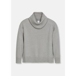 Madeleine Mode MADELEINE Damen Longpullover "Pullover Pullover mit großem Capuchon-Kragen", grau, Gr. 36, Obermaterial: 47% Wolle WO. 38% Viskose CV. 10% Polyamid