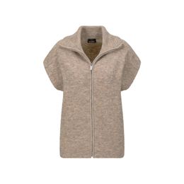 GOLDNER Damen Kurzweste "Kurzgröße Strickweste mit Reißverschluss"taupe, Gr. 20, Obermaterial: 76% Polyester PES. 15% Polyamid PA. 6% Schurwolle WV.
