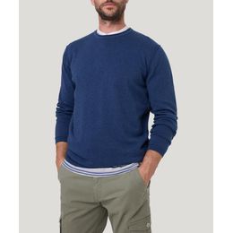 Herren Rundhalspullover, blau, Gr. XL, Pioneer Authentic Jeans, meliert, Strick, Obermaterial: 100% Baumwolle, Pullover, mit Rollkante
