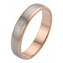 Firetti Damen Trauring "Schmuck Geschenk Gold 375 Hochzeit Ehering "LIEBE"", 17, 0,01 SI = kleine Einschl&uuml;sse mit Brillant, Ros&eacute;gold 375, 4mm, rosa,