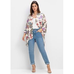 Damen Longbluse, wei&szlig;, Gr. 40, sheego by Joe Browns, gebl&uuml;mt, gemustert, 100% Viskose, Blusen