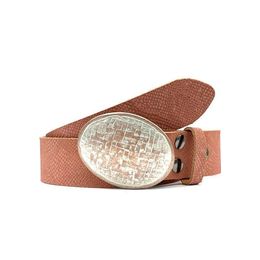 Damen Koppelg&uuml;rtel, rosa, Gr. 80, RETTUNGSRING G&Uuml;RTEL, gepr&auml;gtes Muster, used, Leder, G&uuml;rtel, Gepr&auml;gt, Used-Look