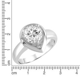 ZEEme Damen Fingerring "Silber 925 rhodiniert Tropfen-Form mit wei&szlig;em Zirkonia-Stein", 020 (63,7), Silber 925 (Sterlingsilber), wei&szlig;, Silber 925
