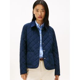 Tommy Hilfiger Damen Steppjacke "PADDED QUILTED SLIM JACKET", blau, Gr. L, unifarben, Web, Obermaterial: 52% Baumwolle, 48% Polyamid, Jacken