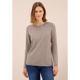 Strickpullover Cecil, Damen, Gr. XL (44), toffee cream melange, Web, 60% Baumwolle, 40% Viskose, unifarben, normal normal, Rundhals, abgesteppt, Pullover, mit Strick-Struktur