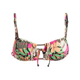 Roxy Damen Bandeau-Bikini-Top "Printed Beach Classics", grau, Gr. L, Obermaterial:87% Nylon, 13% Elasthan., Bikini-Oberteile