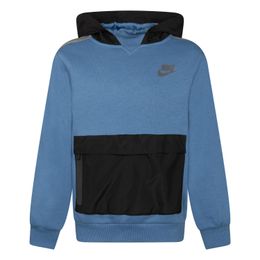 Nike Sportswear Jungen Kapuzensweatshirt, blau, Gr. 98, colorblocking, Jersey, Obermaterial: 60% Baumwolle, 40% Polyester, Sweatshirts
