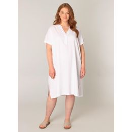 Damen Tunikakleid "Yacinthe", wei&szlig;, Gr. 44, Base Level Curvy, Web, Obermaterial: 55% Leinen, 45% Viskose, Kleider, Gro&szlig;e Gr&ouml;&szlig;en
