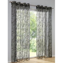 Gardine HEINE HOME, B:140cm H:145cm, grau, Polyester, Viskose, Gardinen