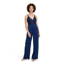 Vera Mont Damen Overall "Damen Jumpsuit mit Spitze", blau, festlich, Gr. 42, Obermaterial: 100% Polyester. Futter: 100% Polyester., Overalls, Spitze