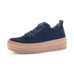 Gabor Damen Plateausneaker, Gr. 38, blau, Glattleder, Veloursleder, unifarben, Schuhe, Freizeitschuh, Halbschuh, Schn&uuml;rschuh mit Best