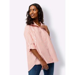 Heine Damen Langarmbluse, orange, Gr. 34, gemustert, mehrfarbig, 50% Baumwolle, 50% Polyester, Blusen
