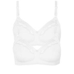 LISCA Damen Soft-BH "2er Pack Soft BH Manja", Gr. 80, wei&szlig;, Spitze, Obermaterial: 100% Baumwolle CO., BHs