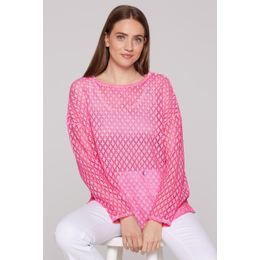 SOCCX Damen Langarmshirt, rosa, Gr. XXXL, Material: 95% Baumwolle, 5% Elasthan, Shirts, mit Lochmuster