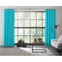 Vorhang WIRTH, B:145cm H:245cm, blau, Polyester, Wohnzimmer, Gardinen, "Dim out"