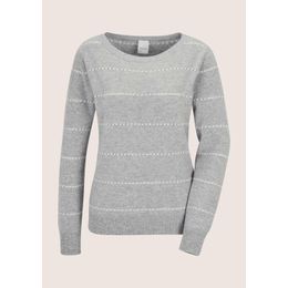 Madeleine Mode MADELEINE Damen Longpullover "Pullover Pullover"silbergrau, wollweiß, melange, Gr. 36, Obermaterial: 90% Schurwolle WV. 10% Kaschmir WS., Pullover