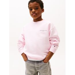 Tommy Hilfiger M&auml;dchen Sweatshirt "MINI CORP C-NECK SWEATSHIRT", rosa, Gr. 80, unifarben, Sweatware, Obermaterial: 80% Baumwolle, 20% Polyester,