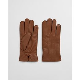 Gant Herren Lederhandschuhe "CASHMERE LINED LEATHER GLOVES", braun, Gr. S, unifarben, Web, Ziegenleder, Handschuhe, Handschuhpaar