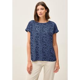 Cecil Damen Kurzarmbluse, blau, Gr. XS, bedruckt, Stoff, 100% Viskose, Blusen, aus softer Viskose