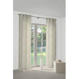 Vorhang WIRTH, B:135cm H:175cm, beige, Jacquard, Polyacryl, Polyester, Wohnzimmer, Gardinen, "Lahstedt"