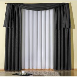 Freihanddeko WIRTH, B:135cm H:500cm, schwarz, Polyester, Gardinen, "Janine"
