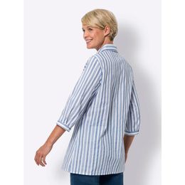 Classic Basics Damen Longbluse, blau, Gr. 42, gemustert, gestreift, mehrfarbig, 100% Baumwolle, Blusen
