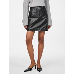 Y.A.S Damen Lederrock "YASLYMA HMW LEATHER SKIRT NOOS", schwarz, Gr. S, unifarben, Obermaterial: 100% Lammleder, R&ouml;cke