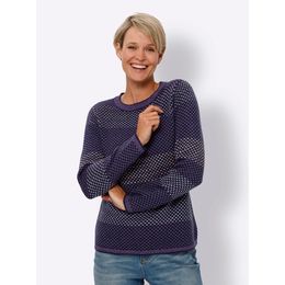 Classic Basics Damen Strickpullover "Langarm-Pullover", lila, Gr. 52, gemustert, mehrfarbig, 100% Polyacryl, Pullover