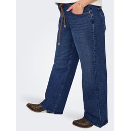 Only CARMAKOMA Damen High-waist-Jeans "CARJUICY HW WIDE LEG REA255", blau, Gr. 54, unifarben, Denim/Jeans, Obermaterial: 99% Baumwolle, 1% Elasthan,