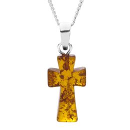 OSTSEE-SCHMUCK Damen Kette mit Anh&auml;nger "OSTSEE-SCHMUCK Kette mit Anh&auml;nger Kreuz 28 x 16 mm", 45cm, Silber 925 (Sterlingsilber), L: 40, silber,