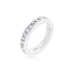 Elli Damen Fingerring "Memoire 925 Silber, mit Kristallen von Swarovski", 54mm,mit Steinen, Silber 925 (Sterlingsilber), 4mm, wei&szlig;, Silber 925