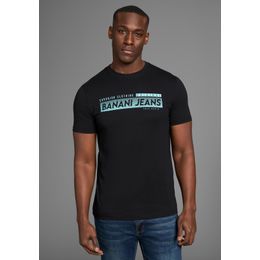 Bruno Banani Herren T-Shirt, schwarz, Gr. XL, bedruckt, Single Jersey, Obermaterial: 100% Baumwolle, Shirts, T-Shirt in schmaler Passform