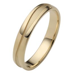 Firetti Damen Trauring "Schmuck Geschenk Gold 750 Hochzeit Ehering "LIEBE"", 58, ohne Brillant, Gelbgold 585, 4mm, gold, Gelbgold 585, Fingerringe,