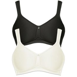 SuSa Damen T-Shirt-BH "2er Pack Spacer BH ohne B&uuml;gel Catania", Gr. 95champagner schwarz, Stoff, Obermaterial: 43% Polyamid PA. 39% Polyester PES. 18%