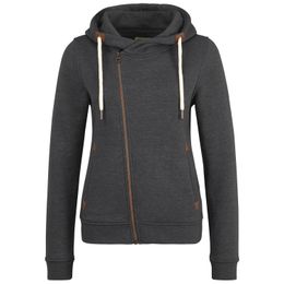 oxmo Damen Kapuzensweatjacke "Kapuzensweatjacke OXVicky", grau, Gr. XS, Obermaterial: 80% Polyester PES. 20% Baumwolle CO., Sweatjacken