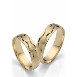 Firetti Damen Trauring "Schmuck Geschenk Gold 375 Hochzeit Ehering "LIEBE" Welle", 19, ohne Brillant, Gelbgold 585, 5mm, gold, Gelbgold 585,