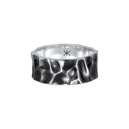 Kuzzoi Herren Silberring "Herren Bandring Geschmiedet Used Look 925 Silber", 54mm, ohne Stein, Silber 925 (Sterlingsilber), grau, Silber 925