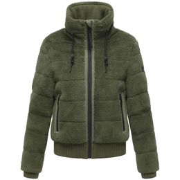 Navahoo Damen Plüschjacke "Schneepuder 14", grün, Gr. XS, Plüsch, Obermaterial: 100% Polyester; Innenfutter: 100% Polyester; Wattierung: 100%