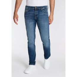 Jack & Jones JACK & JONES Herren Slim-fit-Jeans "JJIGLENN – Jeans mit Gürtelschlaufen und Used-Waschung", blau, Gr. 34, Denim/Jeans, Obermaterial: 86% Baumwolle,