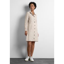 Street One Damen Blusenkleid, beige, Gr. 46, unifarben, Web, 100% Baumwolle, Kleider, aus 100% Baumwolle
