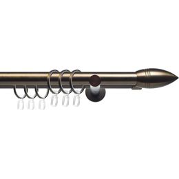 Gardinenstange Liedeco, L:120cm &Oslash;:25mm, braun, Metall, Gardinenstangen, "CELBULLE01SG2L", 2-l&auml;ufig im Fixma&szlig; &Oslash; 25/20 mm