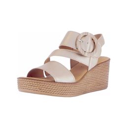 Gabor Damen Keilsandalette "Gabor Sandalen Leder", Gr. 40, beige, Leder, Schuhe