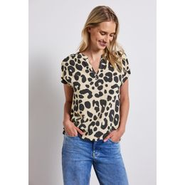Street One Damen Klassische Bluse, beige, Gr. 36, animal-print, Stoff, 100% Viskose, Blusen, aus softer Viskose