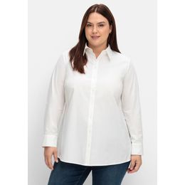 sheego Damen Hemdbluse, wei&szlig;, Gr. 54, unifarben, 97% Baumwolle, 3% Elasthan, Blusen