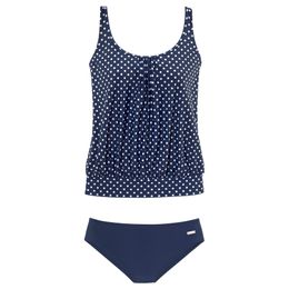 Lascana Damen Oversize-Tankini, blau, Gr. 36, gepunktet, Polyamid, Bikini-Sets, im modischen P&uuml;nktchen-Design